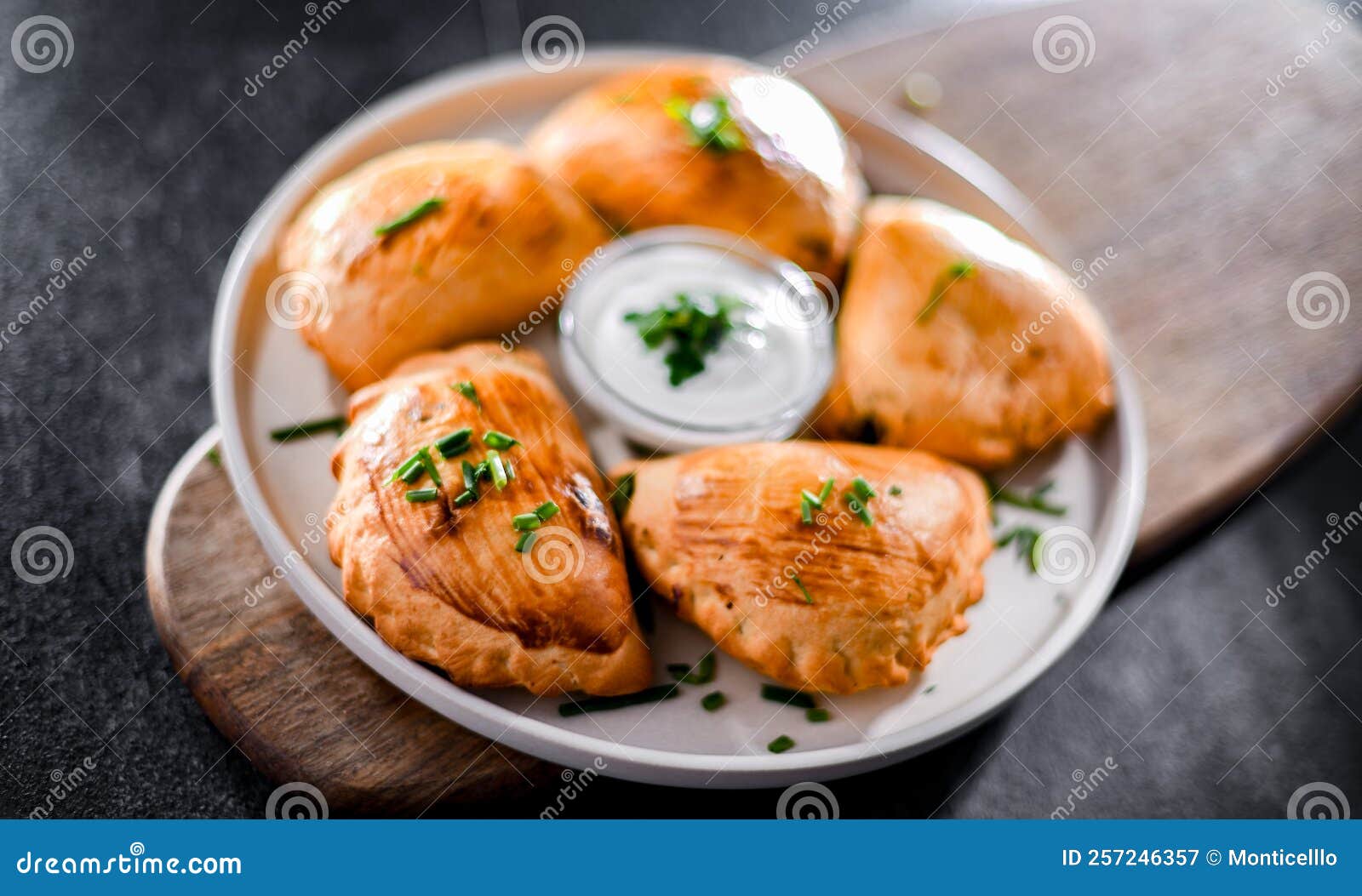 Composition with a Plate of Oven-baked Pierogi Stock Image - Image of ...