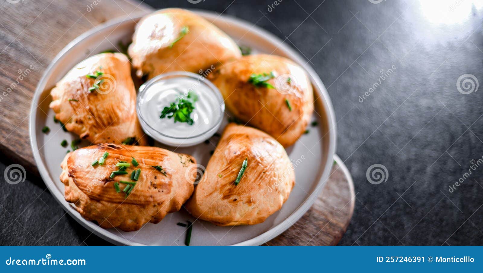 Composition with a Plate of Oven-baked Pierogi Stock Image - Image of ...