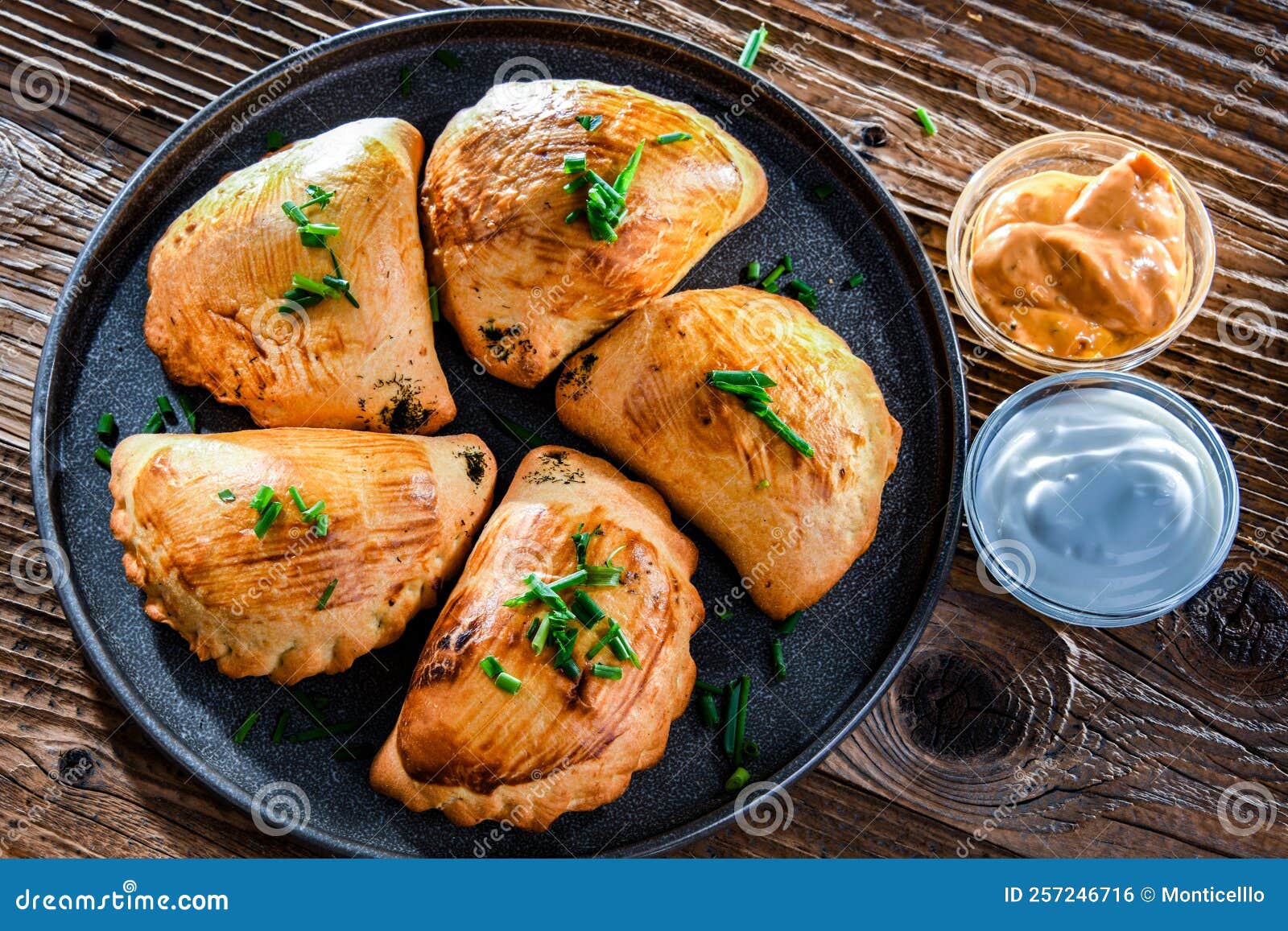 Composition with a Plate of Oven-baked Pierogi Stock Photo - Image of ...