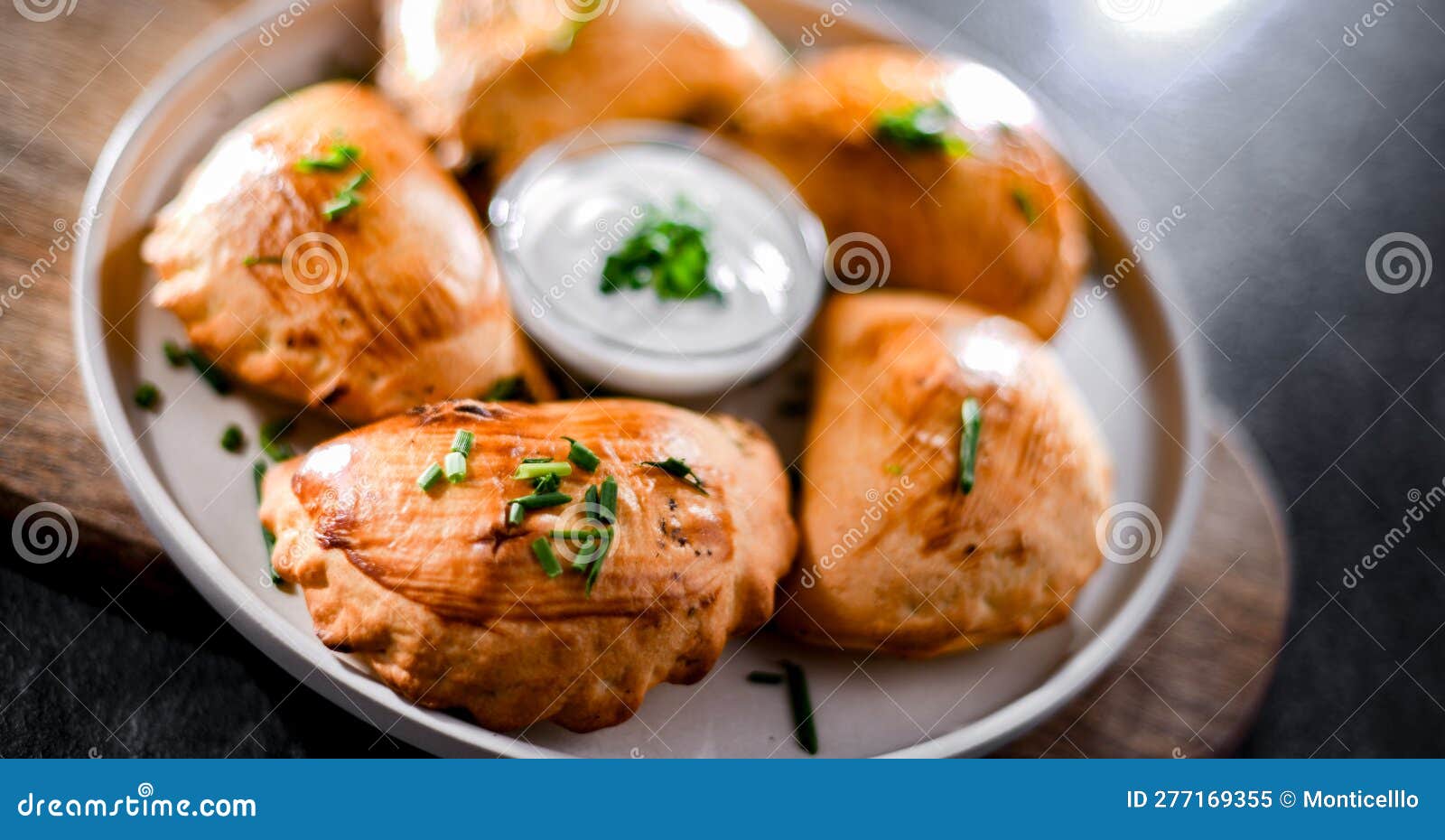 Composition with a Plate of Oven-baked Pierogi Stock Image - Image of ...