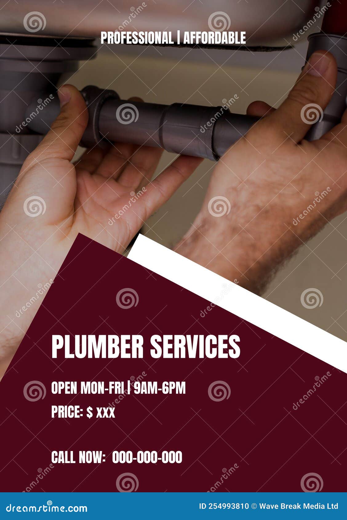 Composition of Plumber Services Text Over Hands Holding Pipe Stock ...