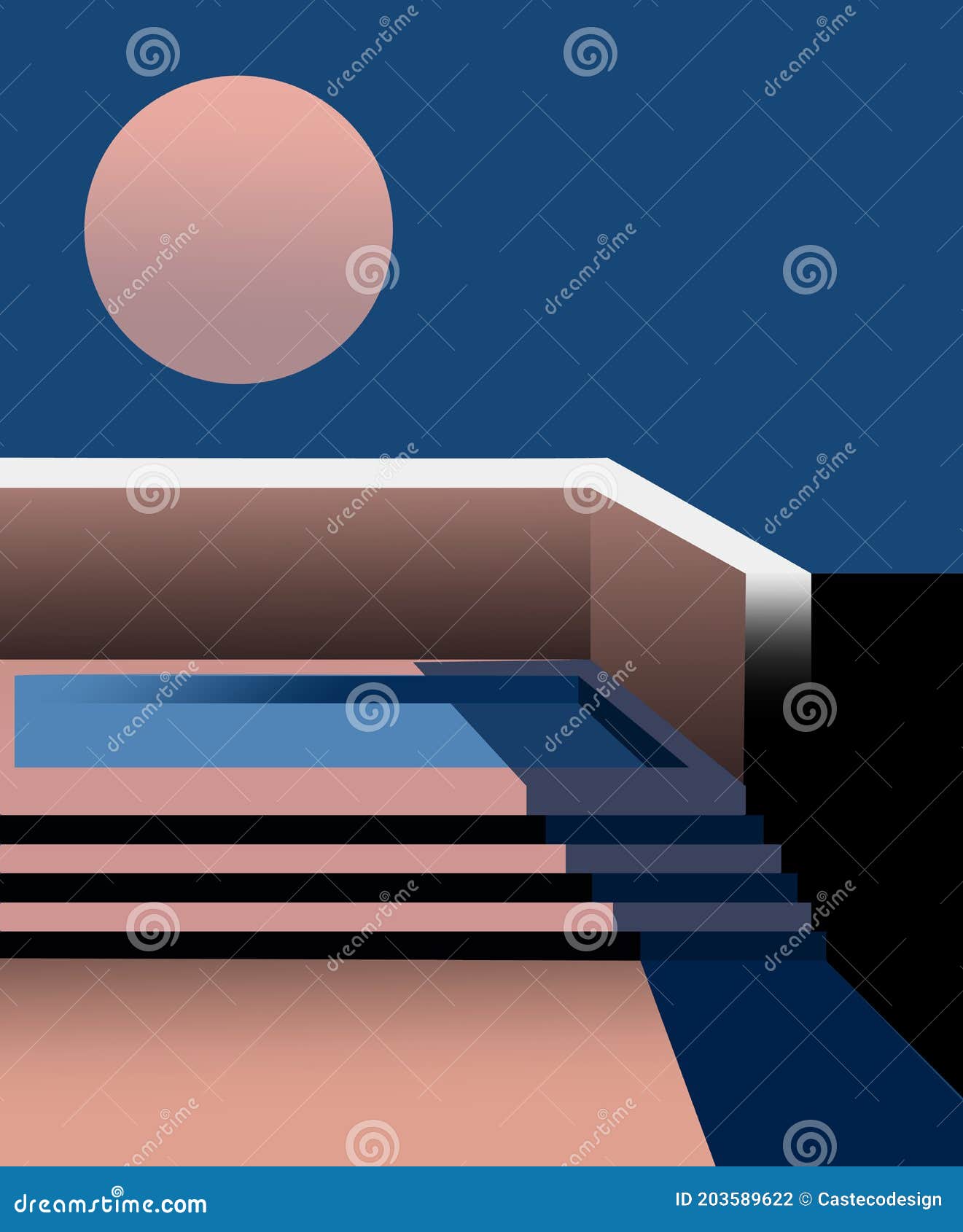 Composition of a Pool on the Roof Top with Full Moon in the Sky Stock ...