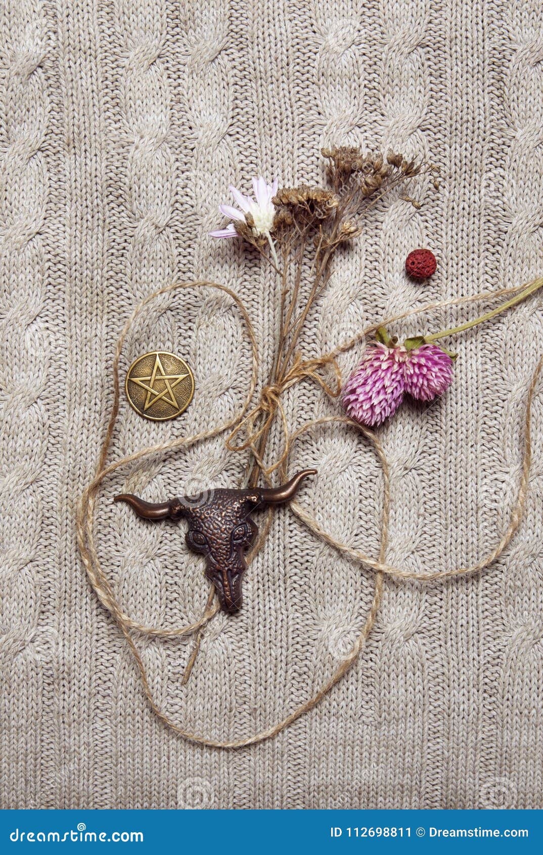 Composition with Pressed Flowers, Pentacle Stock Image - Image of ...