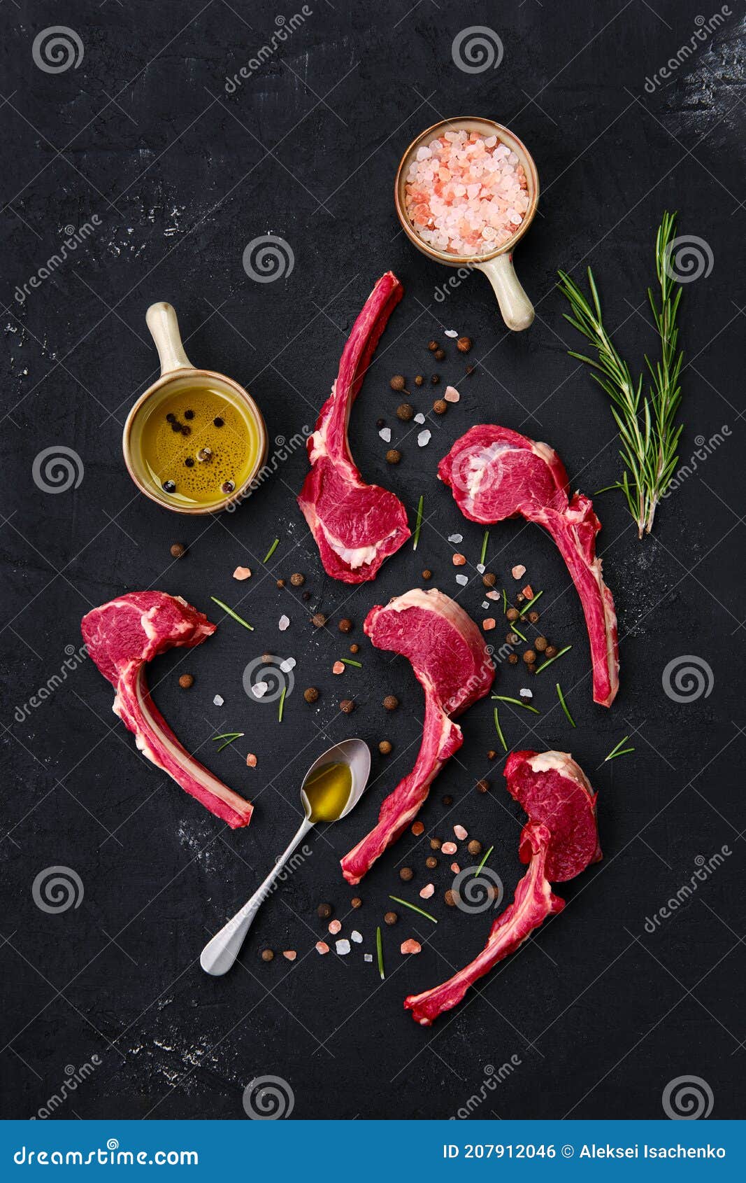 Composition with Rack of Lamb, Seasoning and Herbs Stock Photo - Image ...