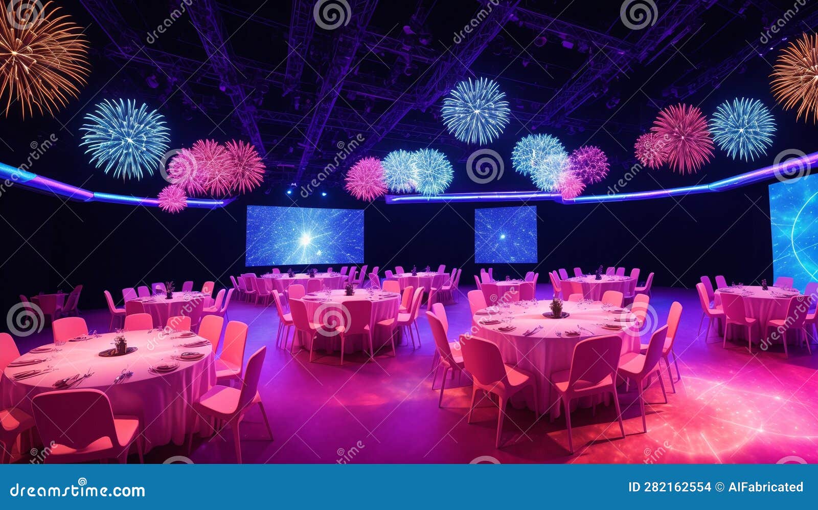 A Composition of a Radiantly Luminous Room with a Large Screen and ...
