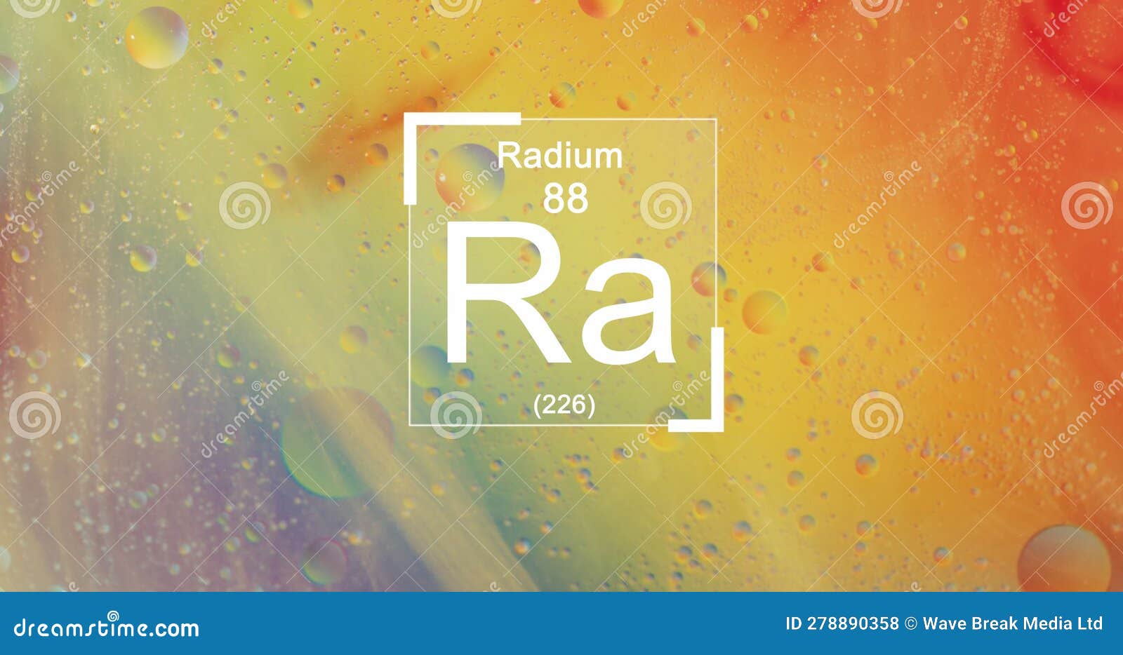 Composition of Radium Symbol Over Drops on Metallic Background Stock ...
