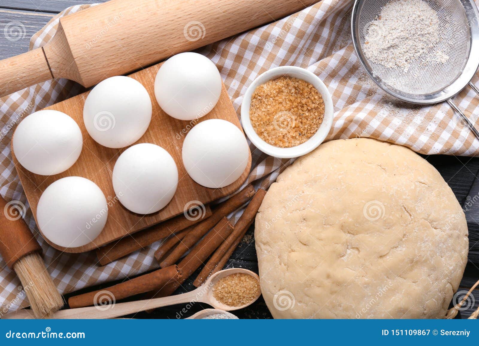 Composition with Raw Dough and Ingredients for Preparing Pastries on ...