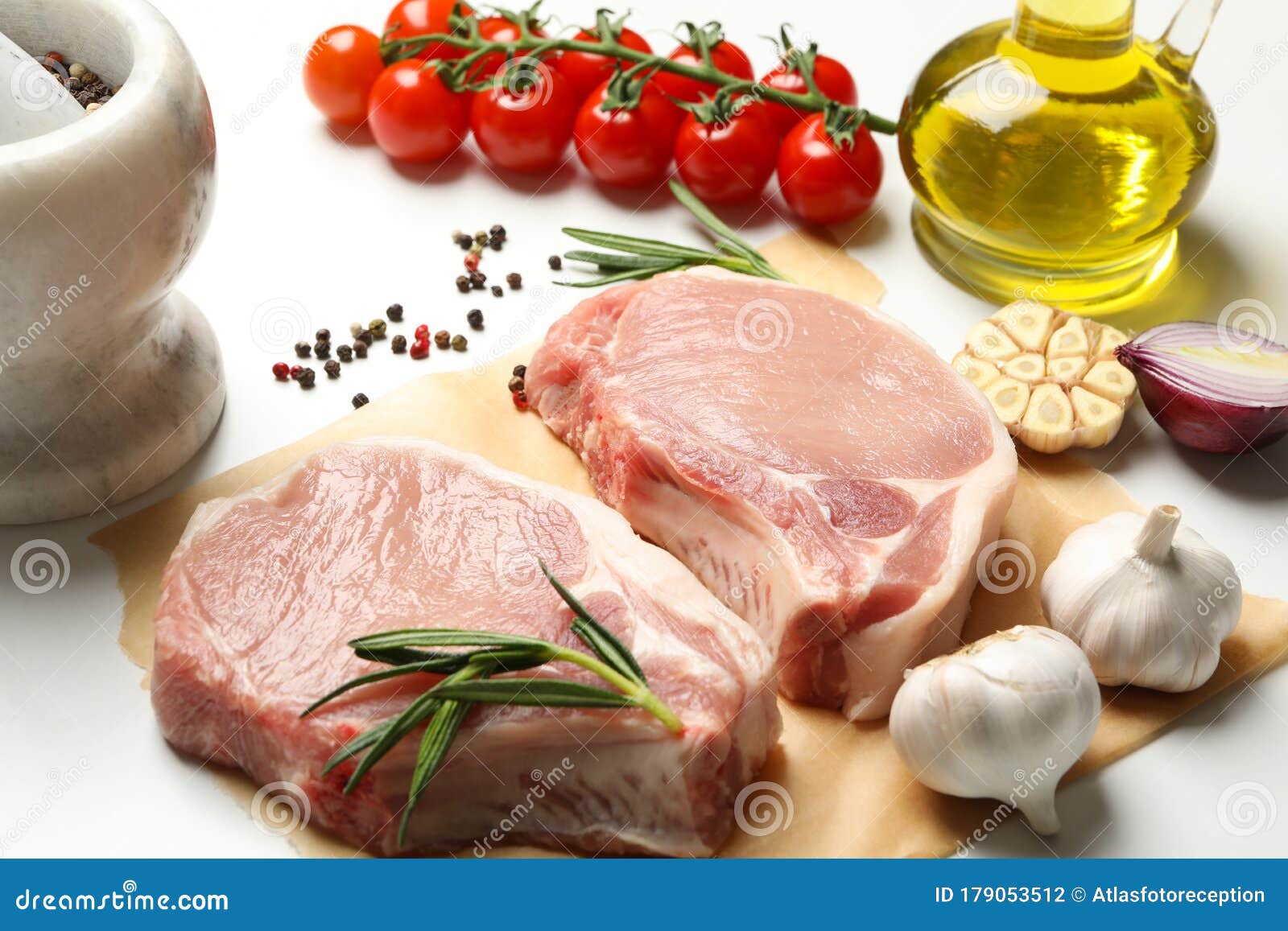 Composition with Raw Meat for Steak and Ingredients on Background Stock ...