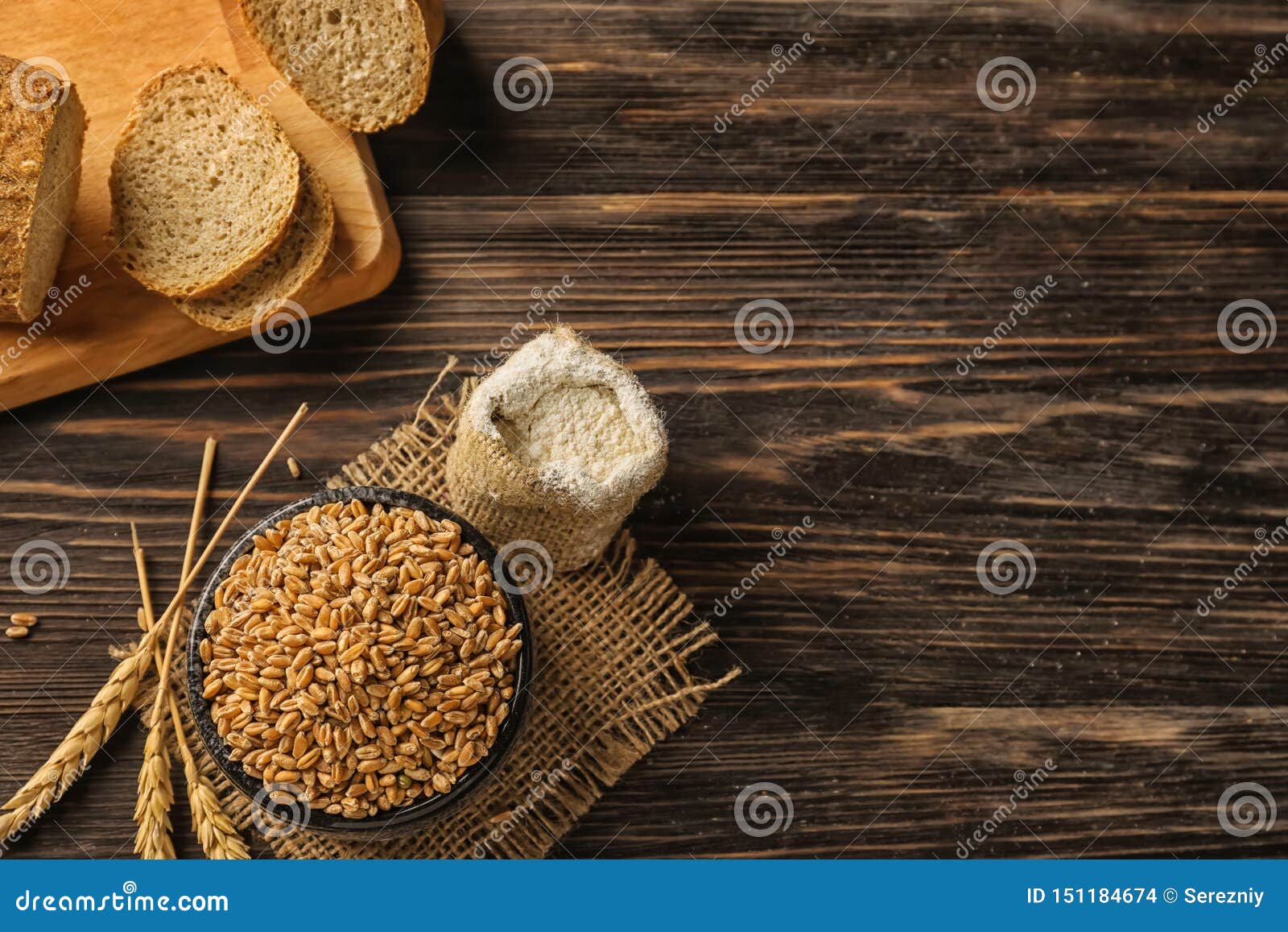 Composition with Raw Wheat on Wooden Table Stock Photo - Image of ...