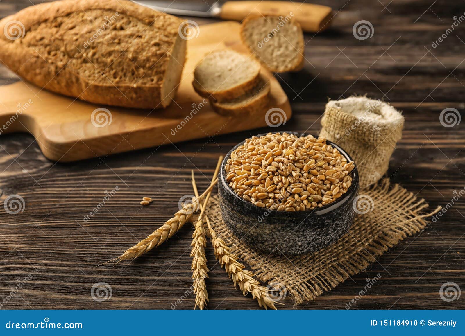 Composition with Raw Wheat on Wooden Table Stock Photo - Image of ...