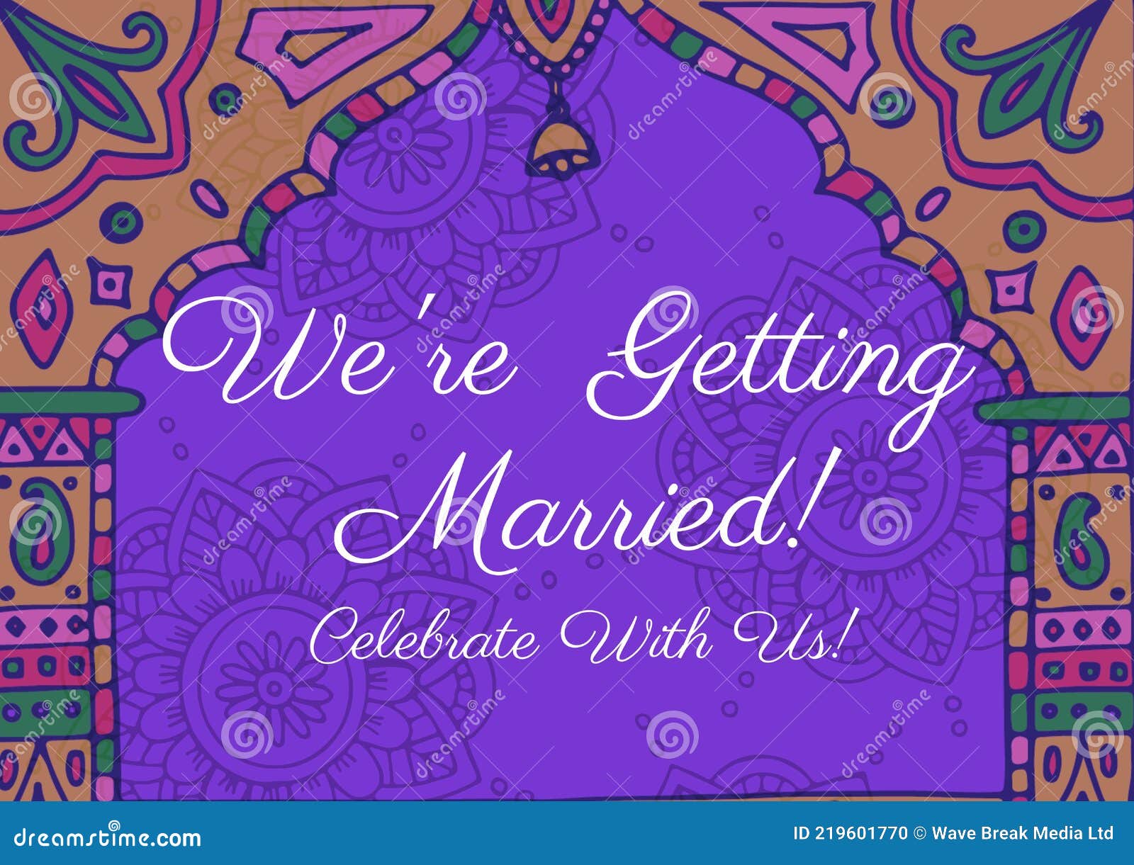 Composition of we Re Getting Married Text and Copy Space on Purple ...