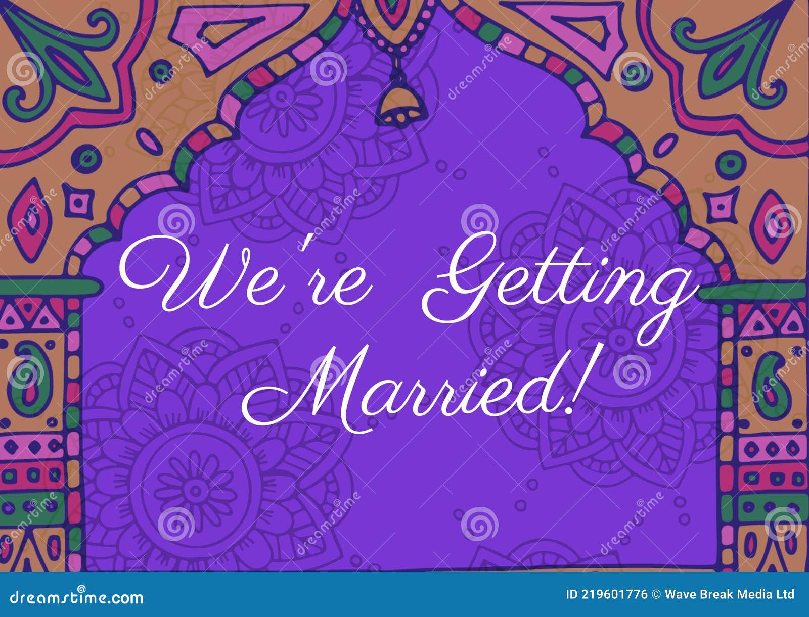 Composition of we Re Getting Married Text and Copy Space on Purple ...