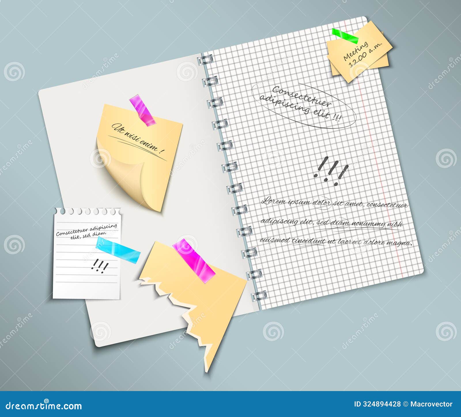 Composition of Realistic Paper Notes Stock Illustration - Illustration ...