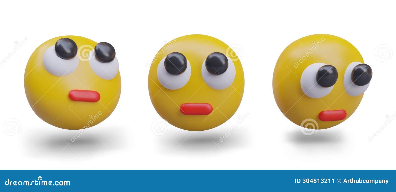 Composition with Realistic Yellow Face in Different Positions Stock ...