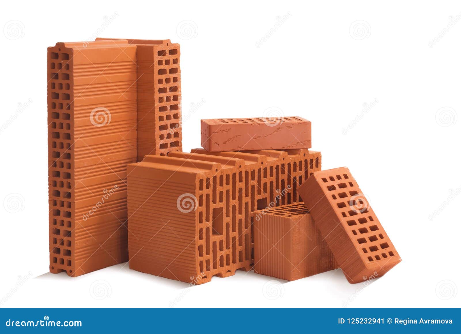 Composition of Red Bricks Ceramic Blocks on a White Background Stock ...