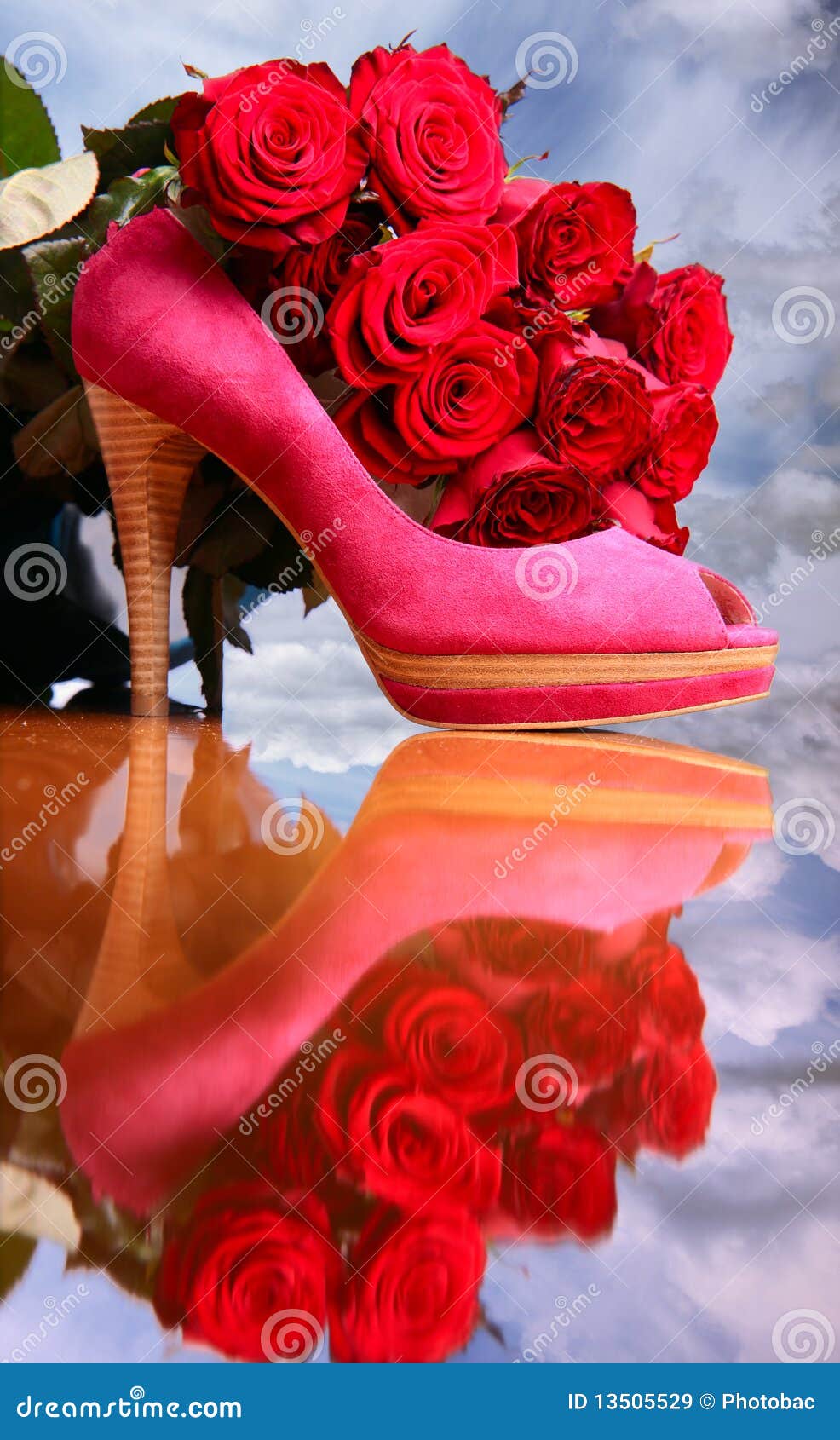 Red Female Shoe With A Lacing On A Stiletto Royalty-Free Stock Photo ...