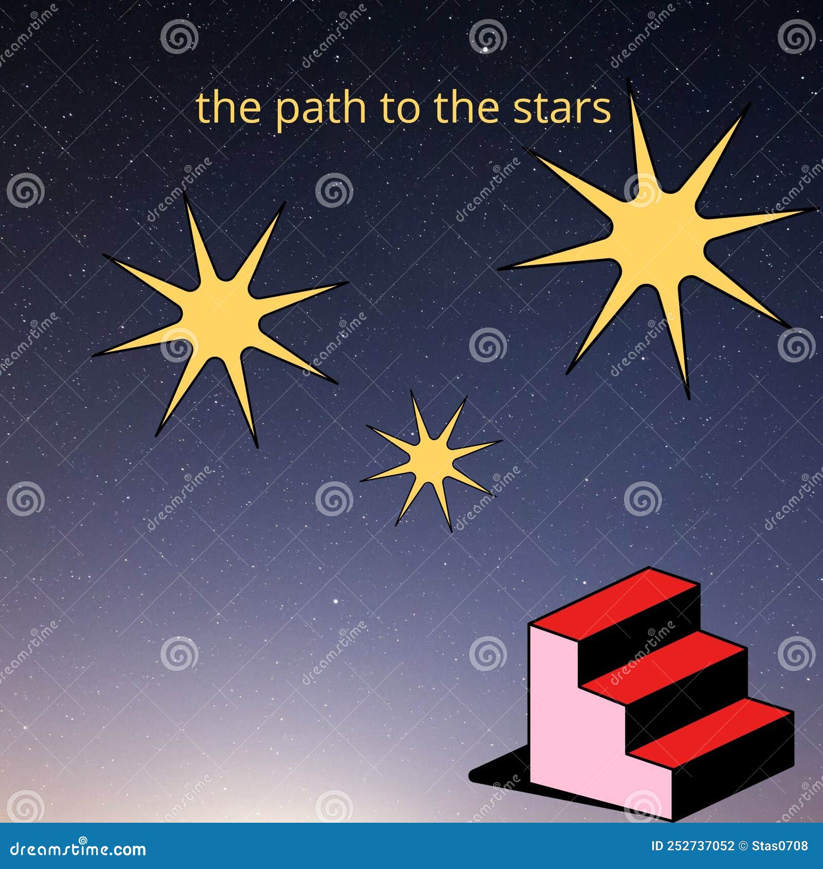 Composition with Red Stairs Leading To the Space Stock Illustration ...