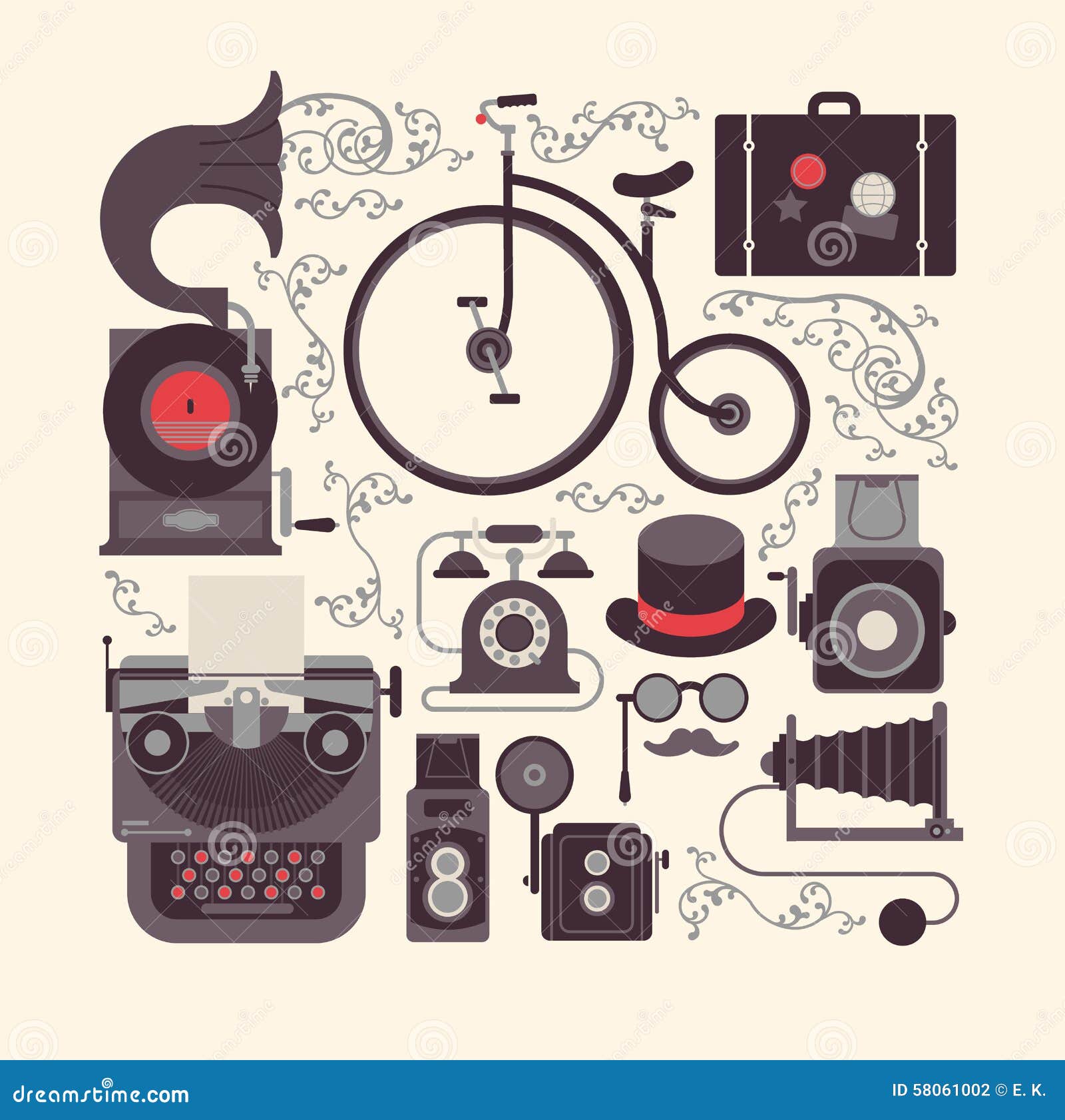 Composition with Retro Lifestyle Objects. Stock Vector - Illustration ...