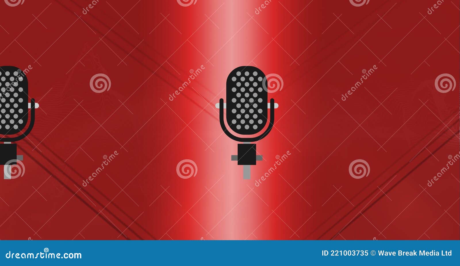 Composition of Retro Microphones Over Red Background Stock Illustration ...