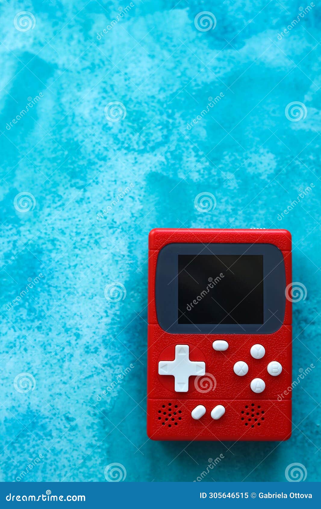 Retro Video Game Console on a Blue Background, Top View. Stock Image ...