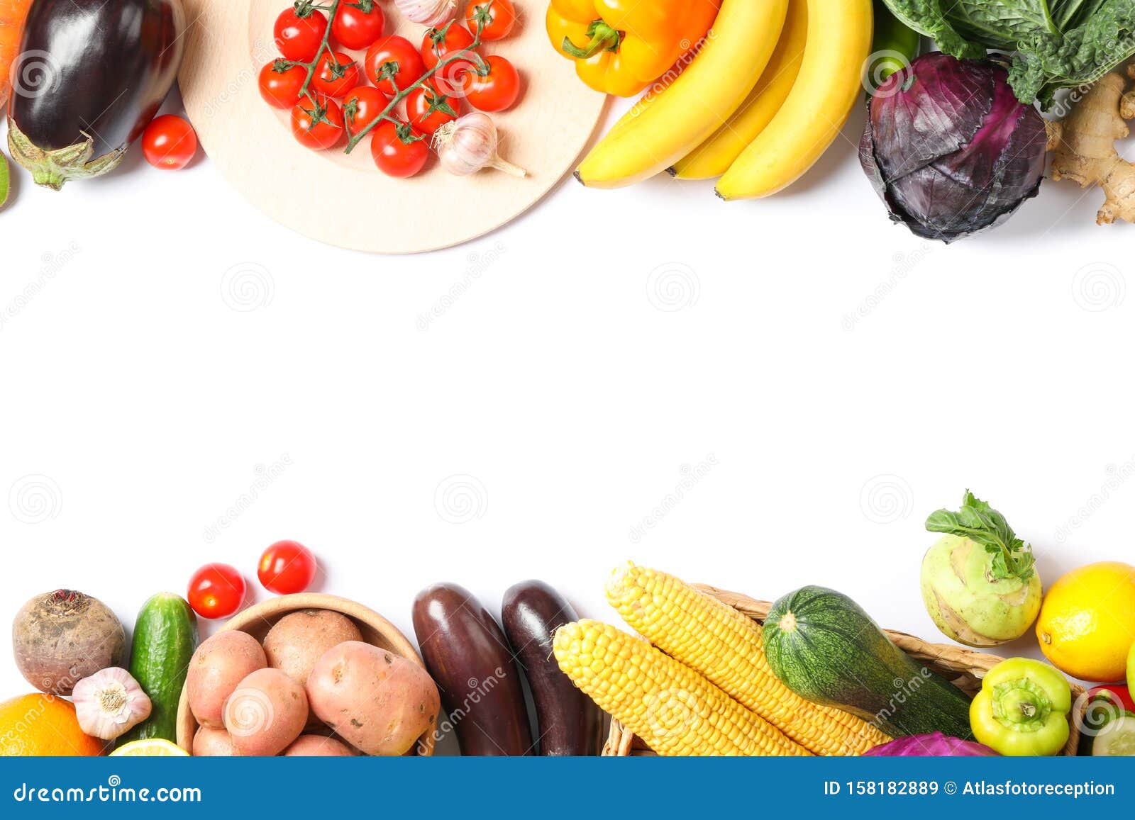 Composition with Ripe Vegetables and Fruits Isolated Stock Image ...