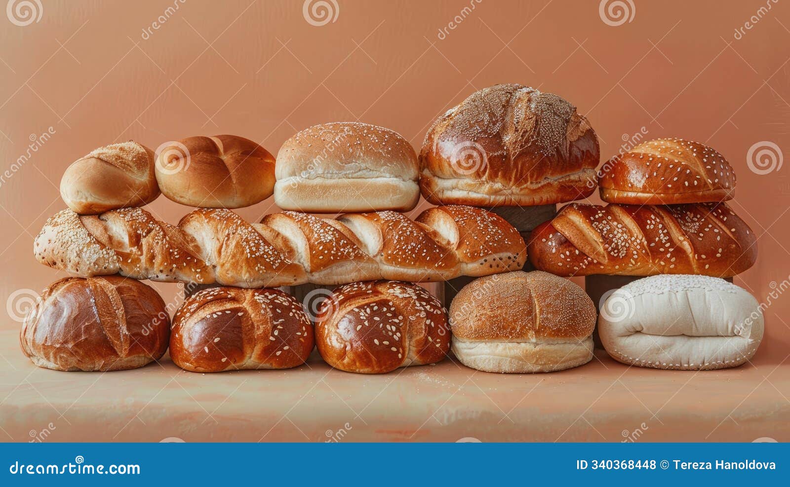 Composition Of Bread And Bread Slices On A Light Background. Bread Is A ...