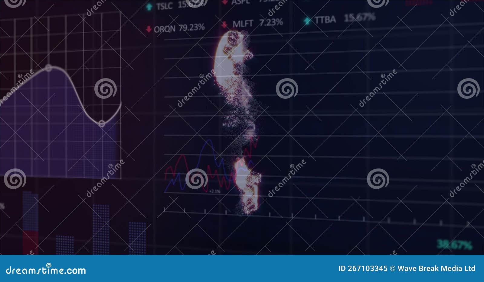 Composition of Rouble Symbol and Data Processing on Black Background ...