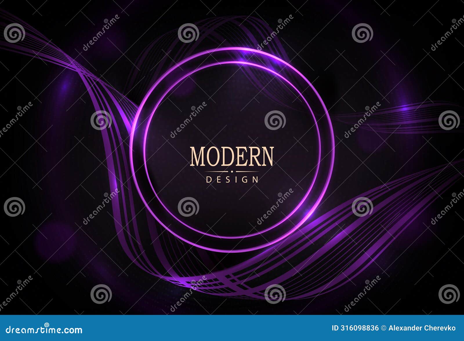Composition with a Round Abstract Purple Frame on a Black Background ...