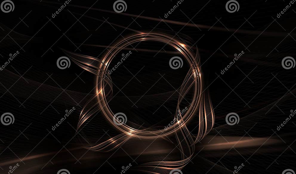 Composition with a Round Sparkling Frame and a Wavy Mesh Pattern Stock ...