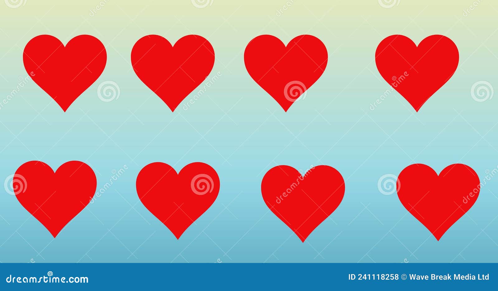 Composition of Rows of Red Hearts Moving on Blue Background Stock ...