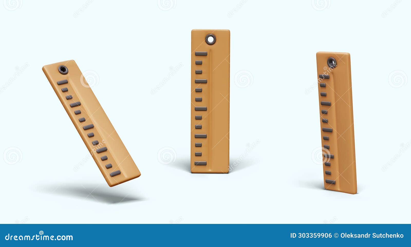 Composition with Ruler on Blue Background in Different Positions Stock ...