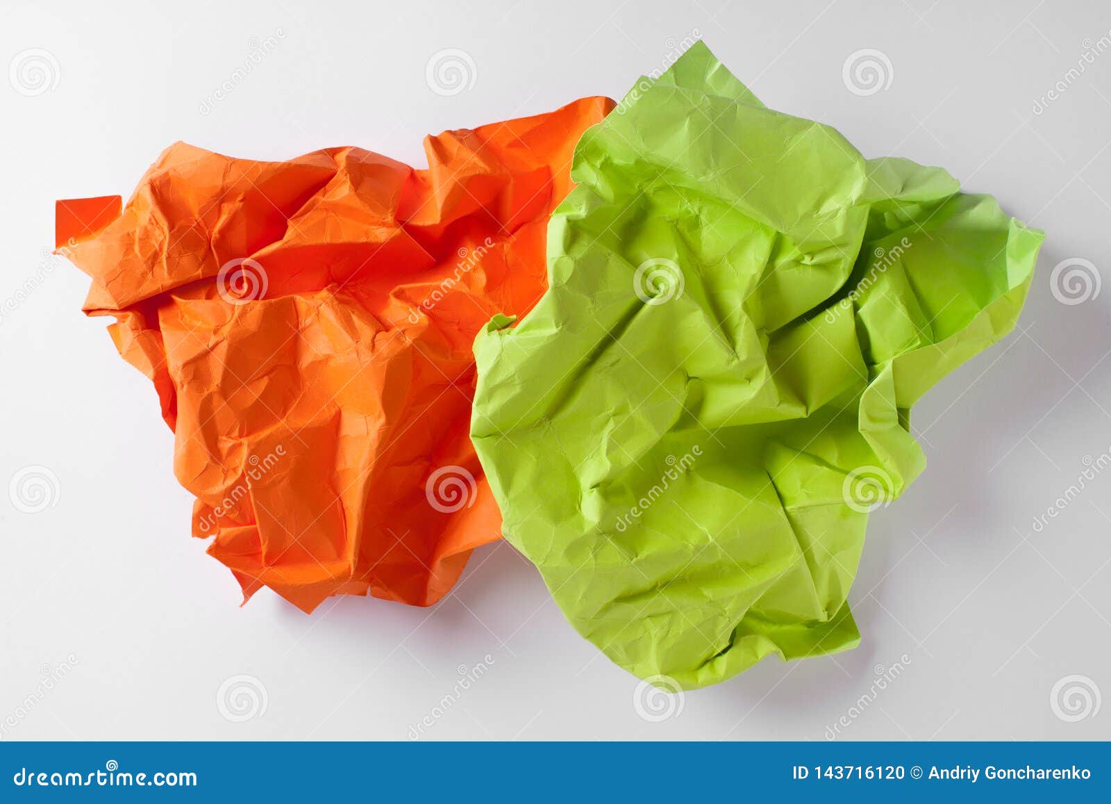 Composition of Rumpled Paper Sheets Placed on a White Background Stock ...