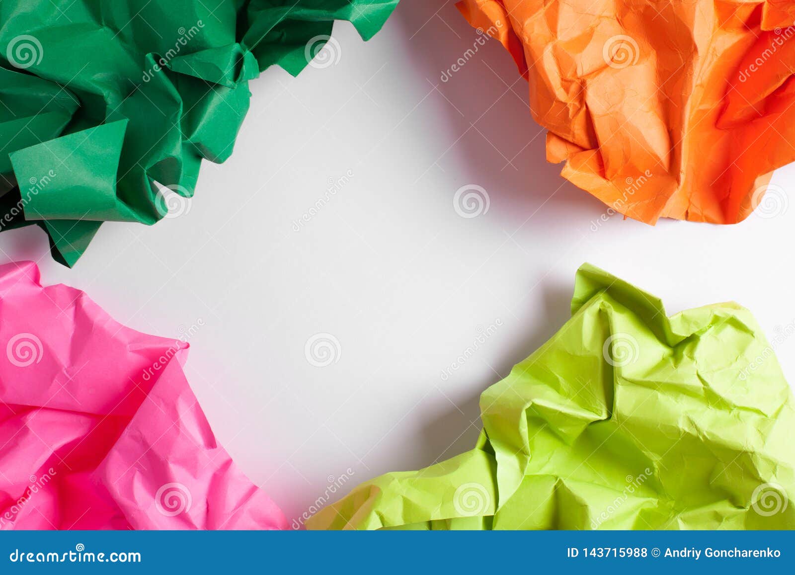 Composition of Rumpled Paper Sheets Placed on a White Background Stock ...