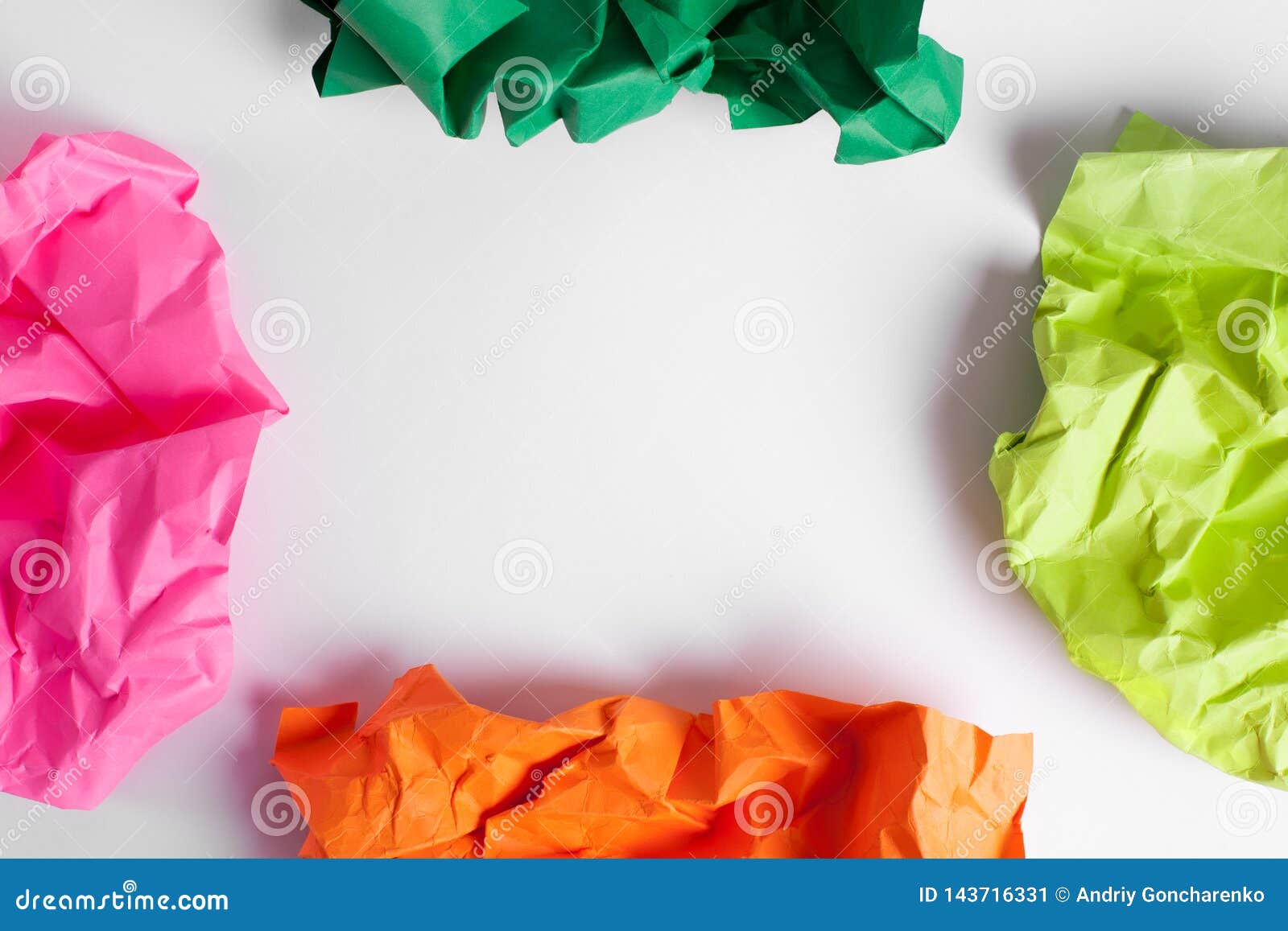 Composition of Rumpled Paper Sheets Placed on a White Background Stock ...