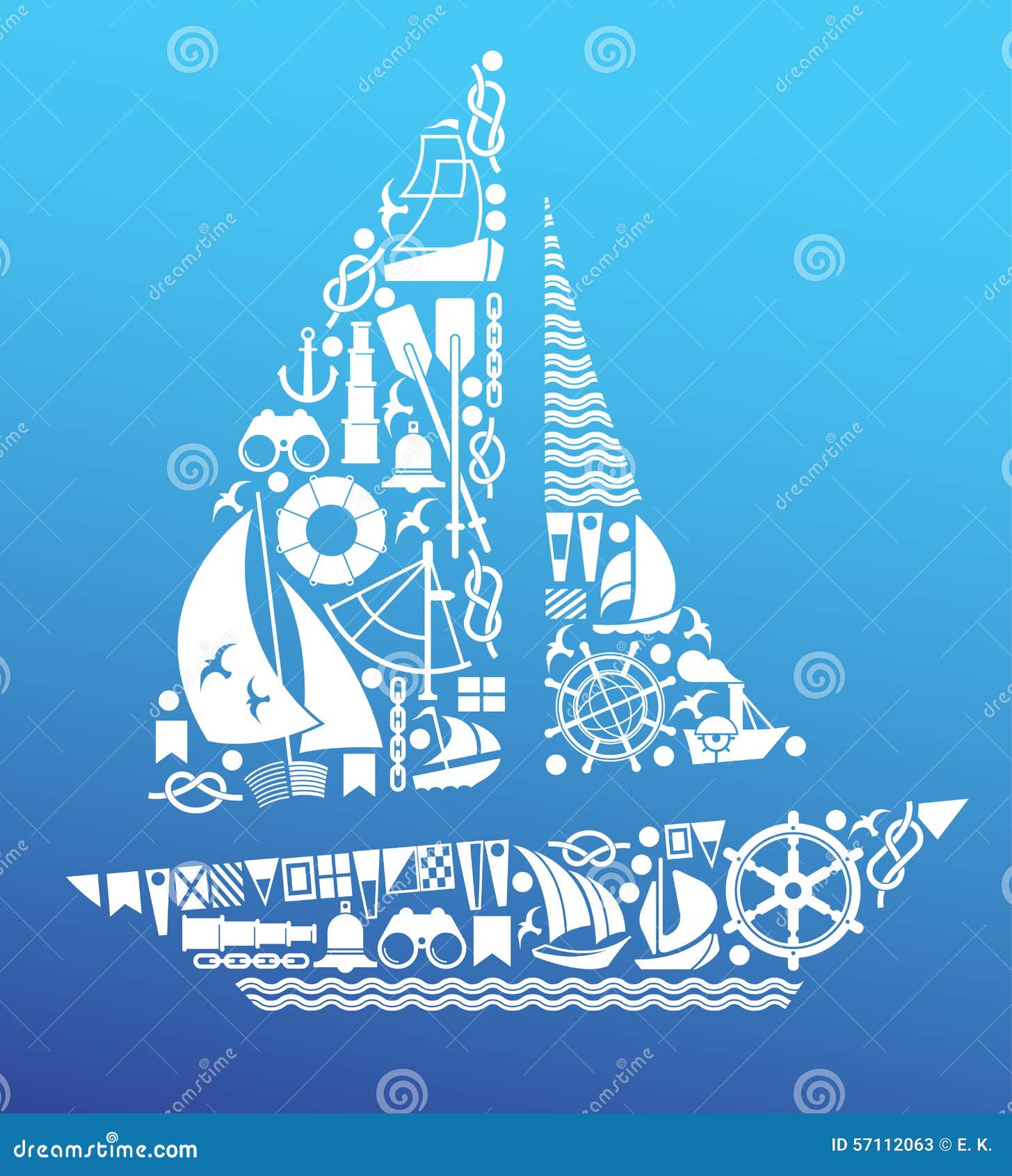 Composition with Sailing Symbols Stock Vector - Illustration of boat ...
