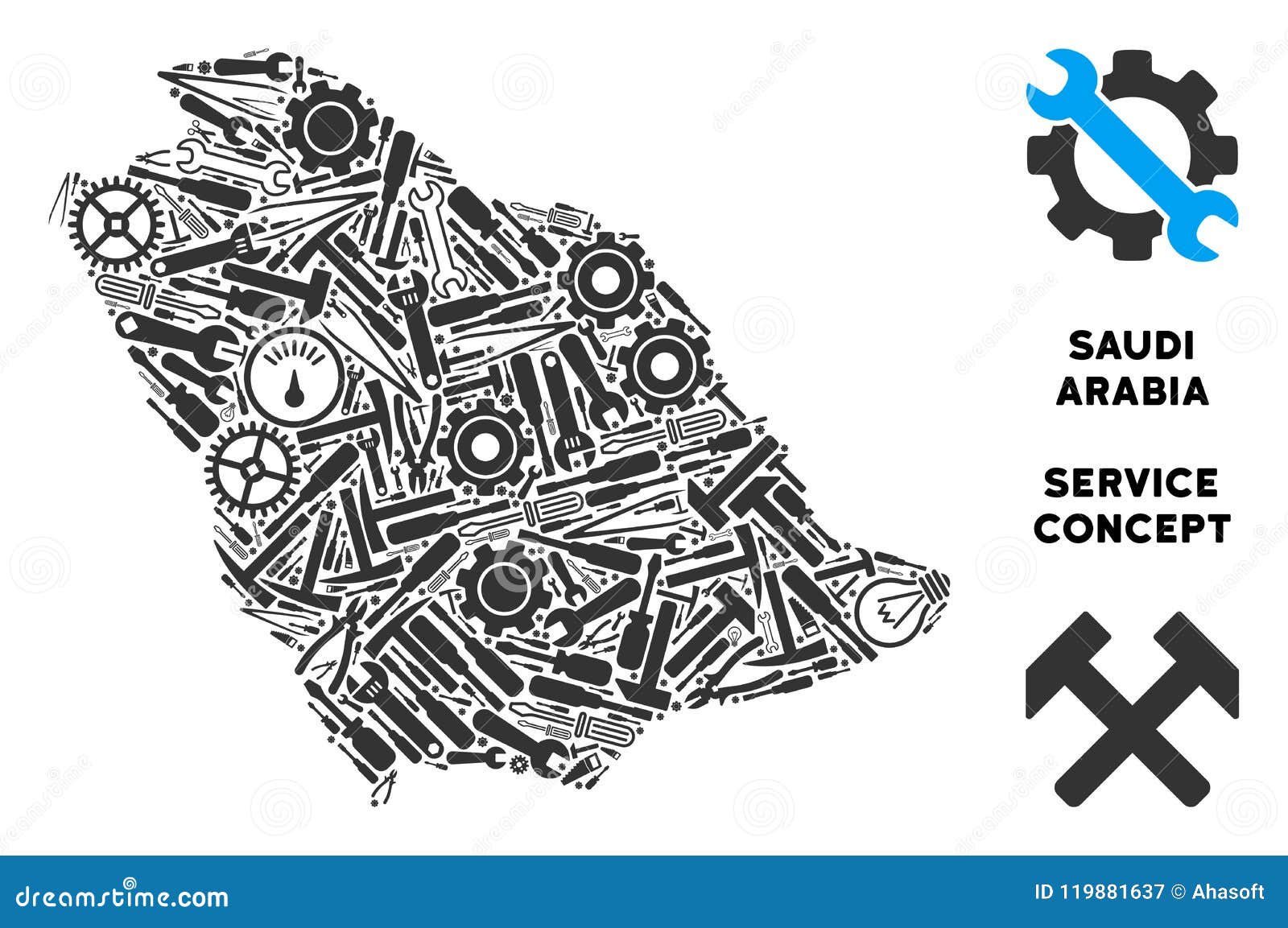 Composition Saudi Arabia Map of Service Tools Stock Vector ...