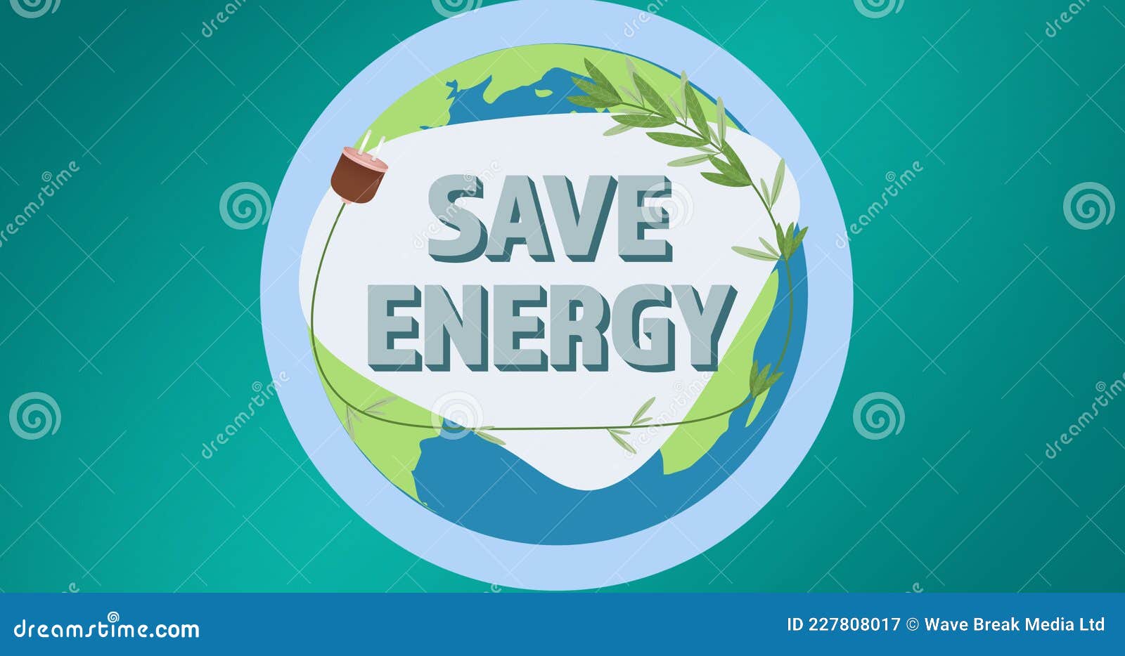 Composition of Save Energy Text and Plant and Plug Logo Over Globe on ...
