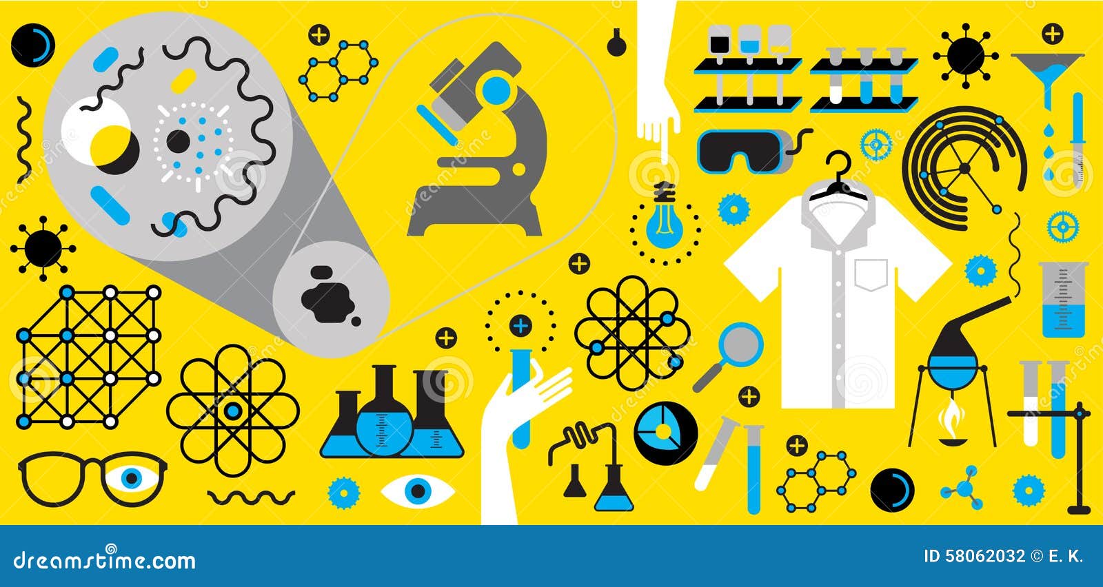 Composition with Science Symbols. Stock Vector - Illustration of glass ...