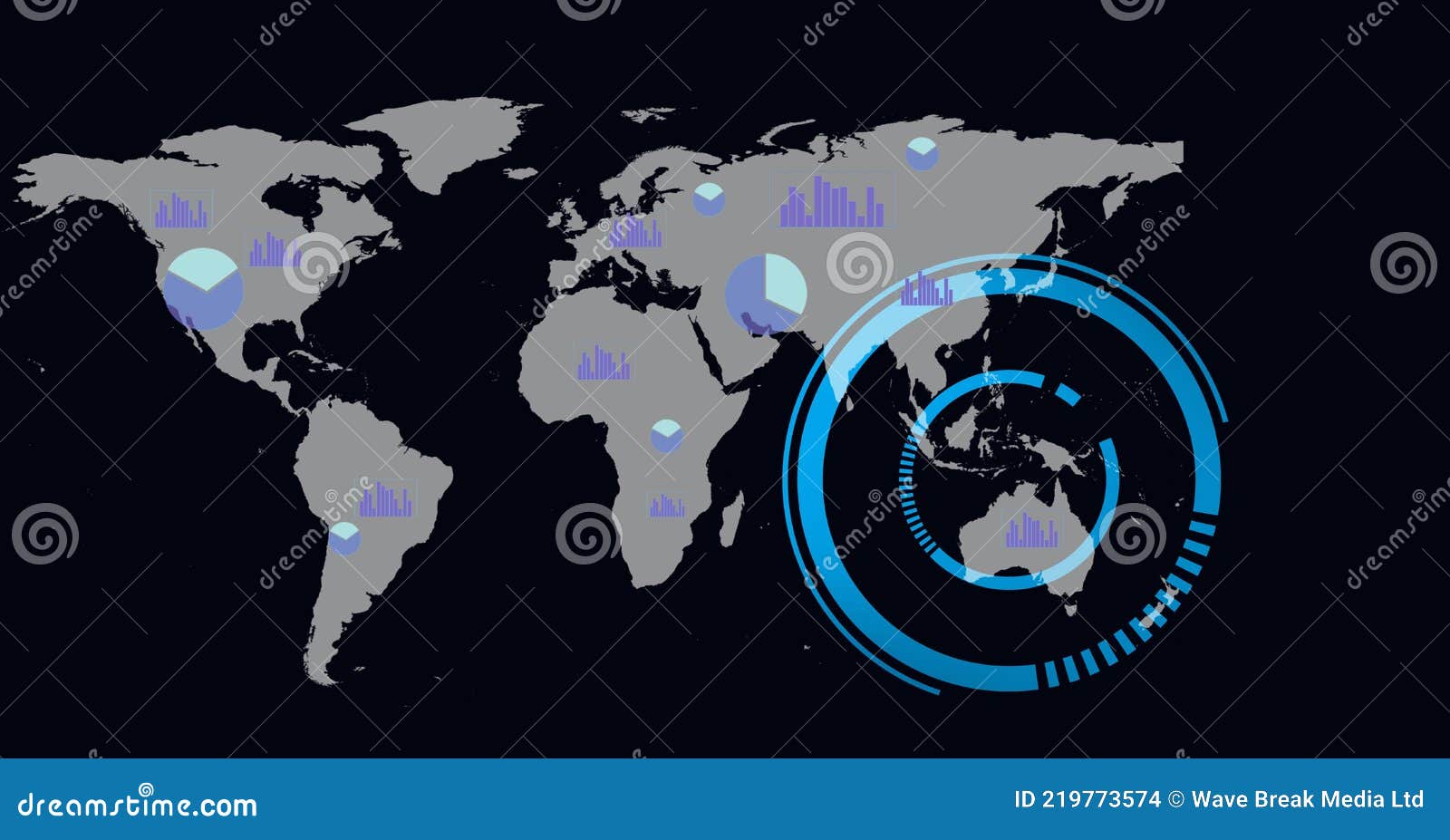 Composition of Scope Scanning and Statistics Over World Map Stock ...