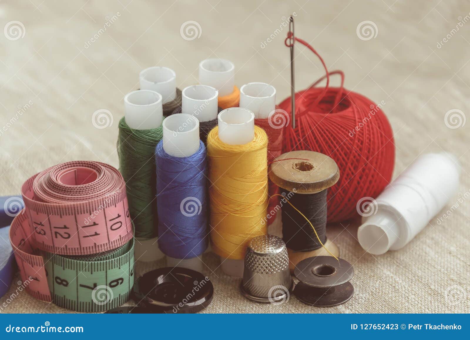 Composition of Seamstress, Tailor, Thread for Sewing and for Knitting ...