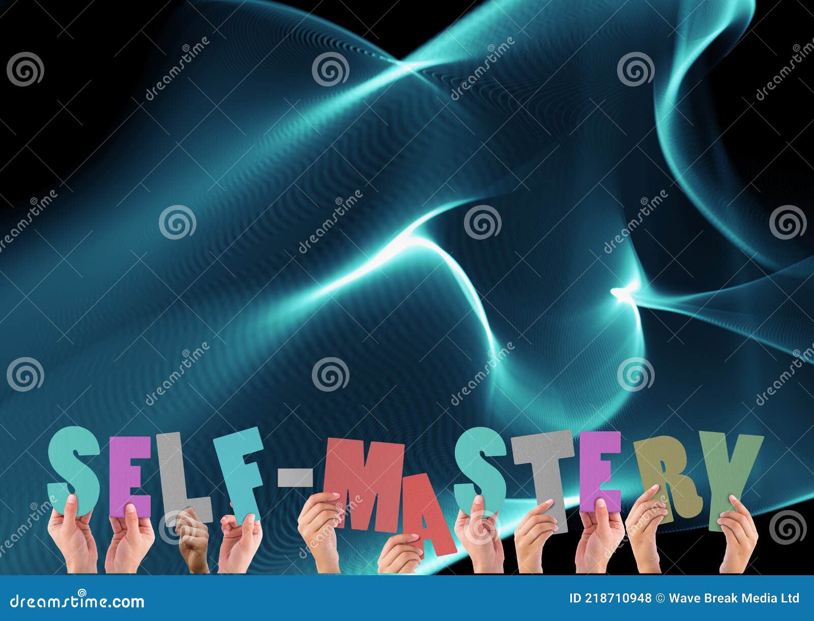 Composition of Self Mastery Text in Multi Coloured Letters Held by ...