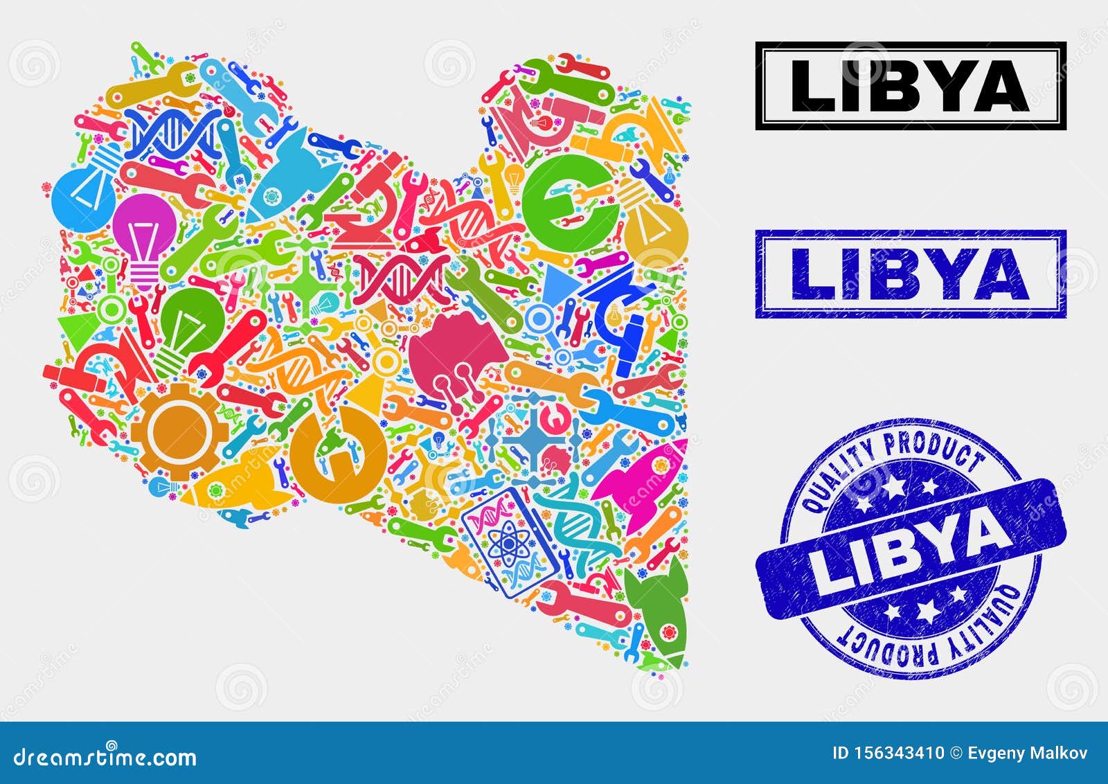 Composition of Service Libya Map and Quality Product Stamp Stock Vector ...