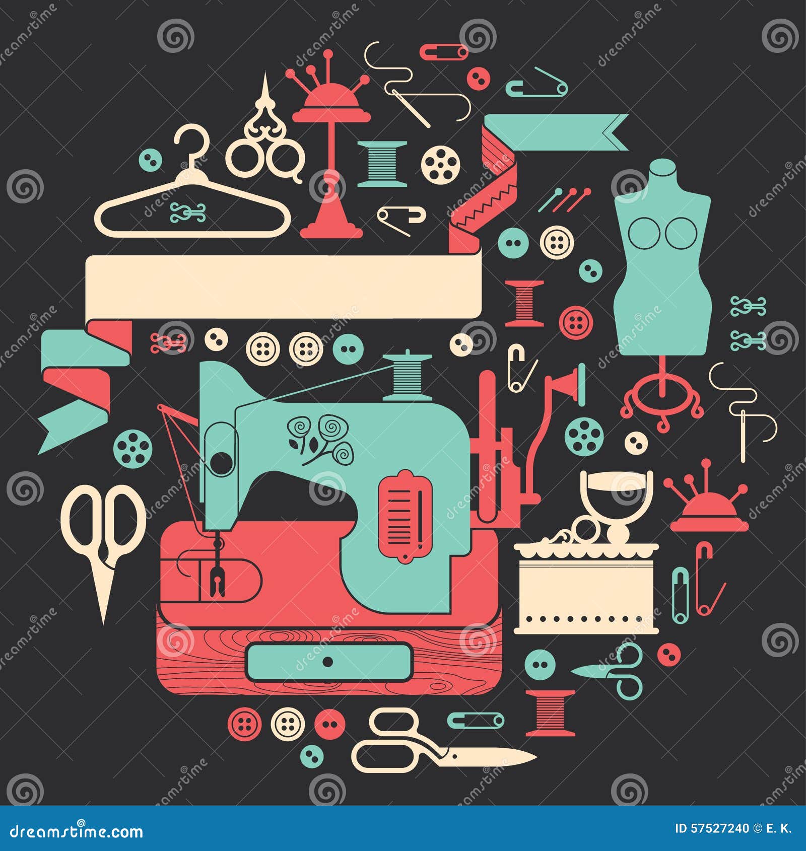 Composition With Sewing Symbols. Vector Illustration | CartoonDealer ...