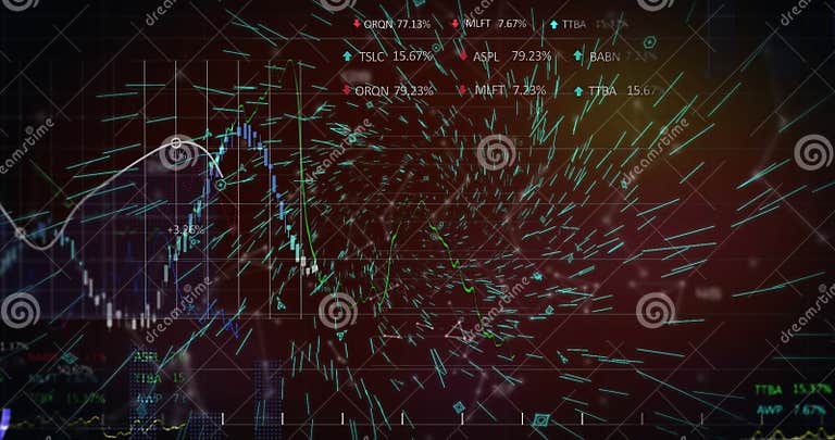 Composition of Shapes and Data Processing Over Black Background Stock Illustration ...