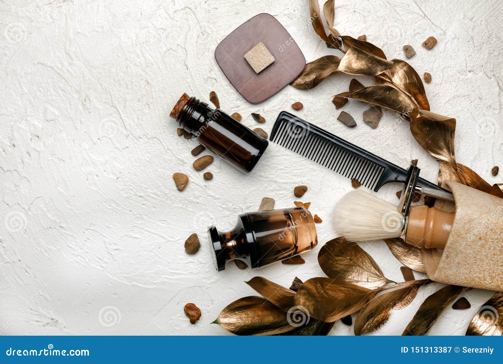 Composition with Shaving Accessories for Men and Cosmetics on White ...