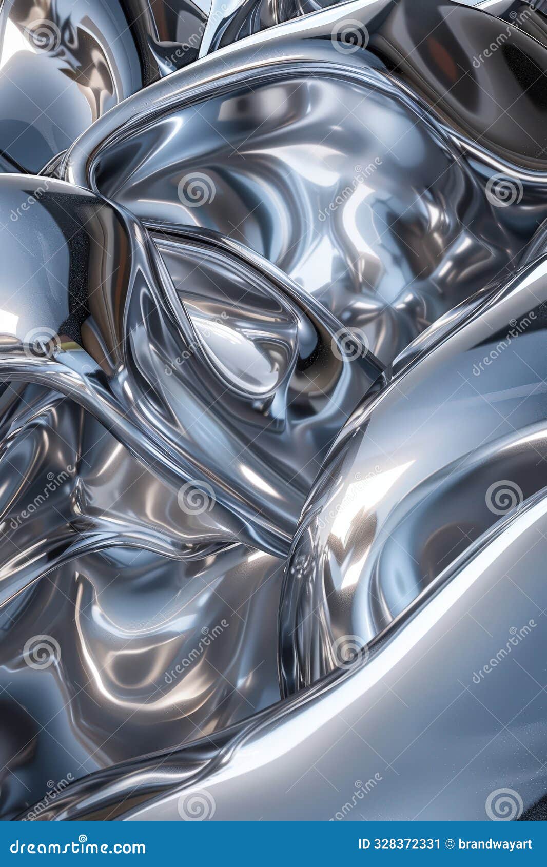 Abstract Fluid Metal Texture with Shiny Chrome Finish Stock ...