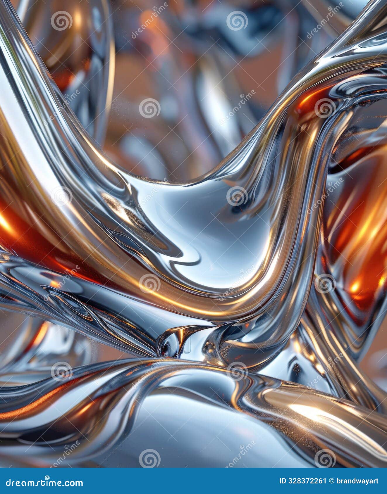 Abstract Fluid Metal Design with Shiny Chrome Texture Stock ...