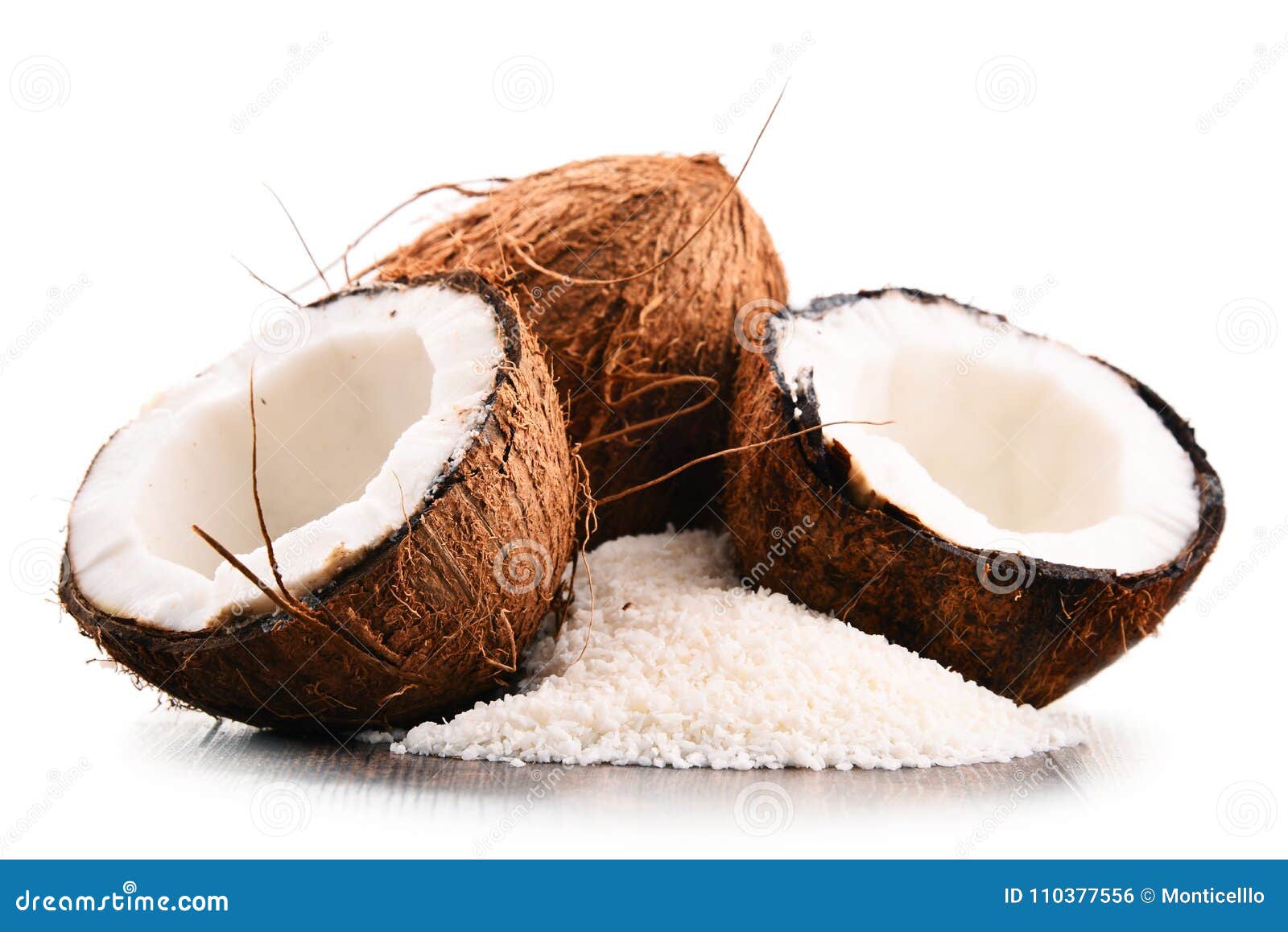 Composition with Shredded Coconut and Shells Isolated on White Stock ...