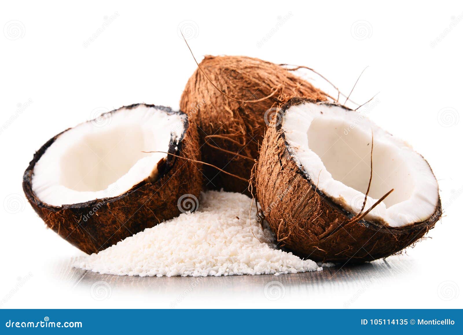 Composition with Shredded Coconut and Shells Isolated on White Stock ...