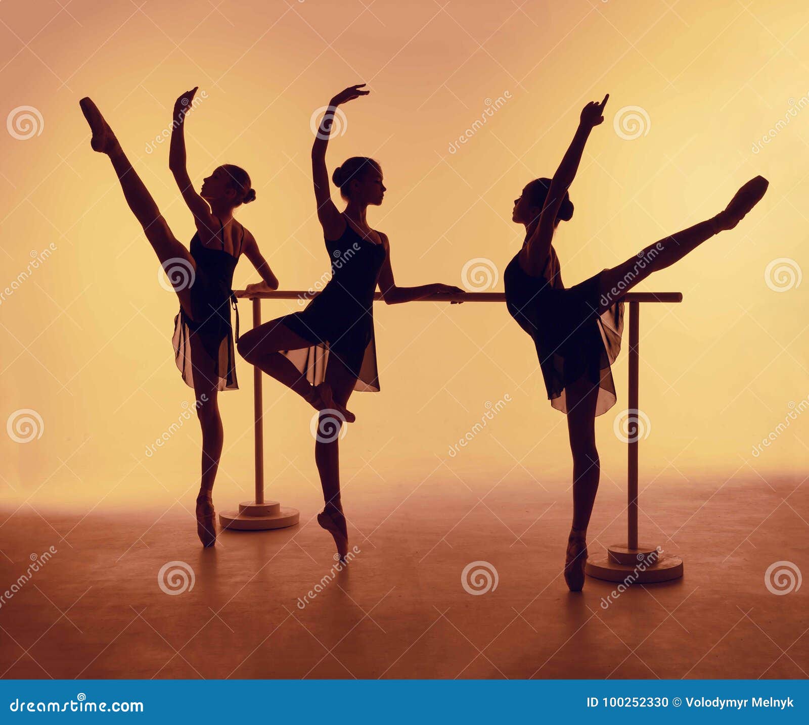 Composition From Silhouettes Of Three Young Dancers In Ballet Poses On ...